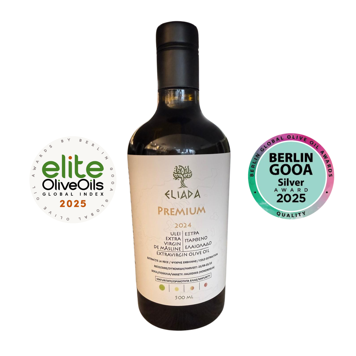 Ulei extravirgin Eliada Premium, 2024, sticla 500 ml - Ulei de masline ...